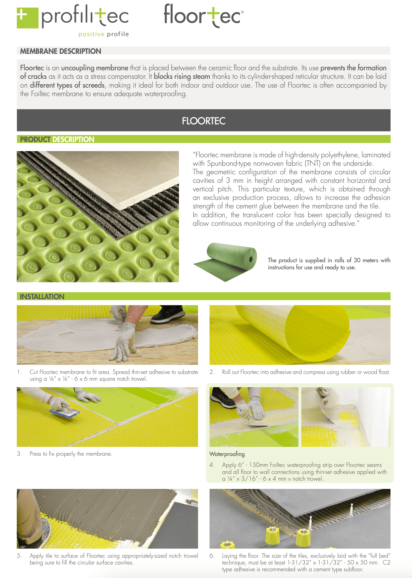 Membrana decuplare / antifisura PROFILITEC, FLOORTEC