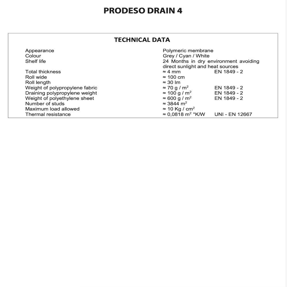 Membrana hidroizolare si decuplare PRODESO DRAIN 4